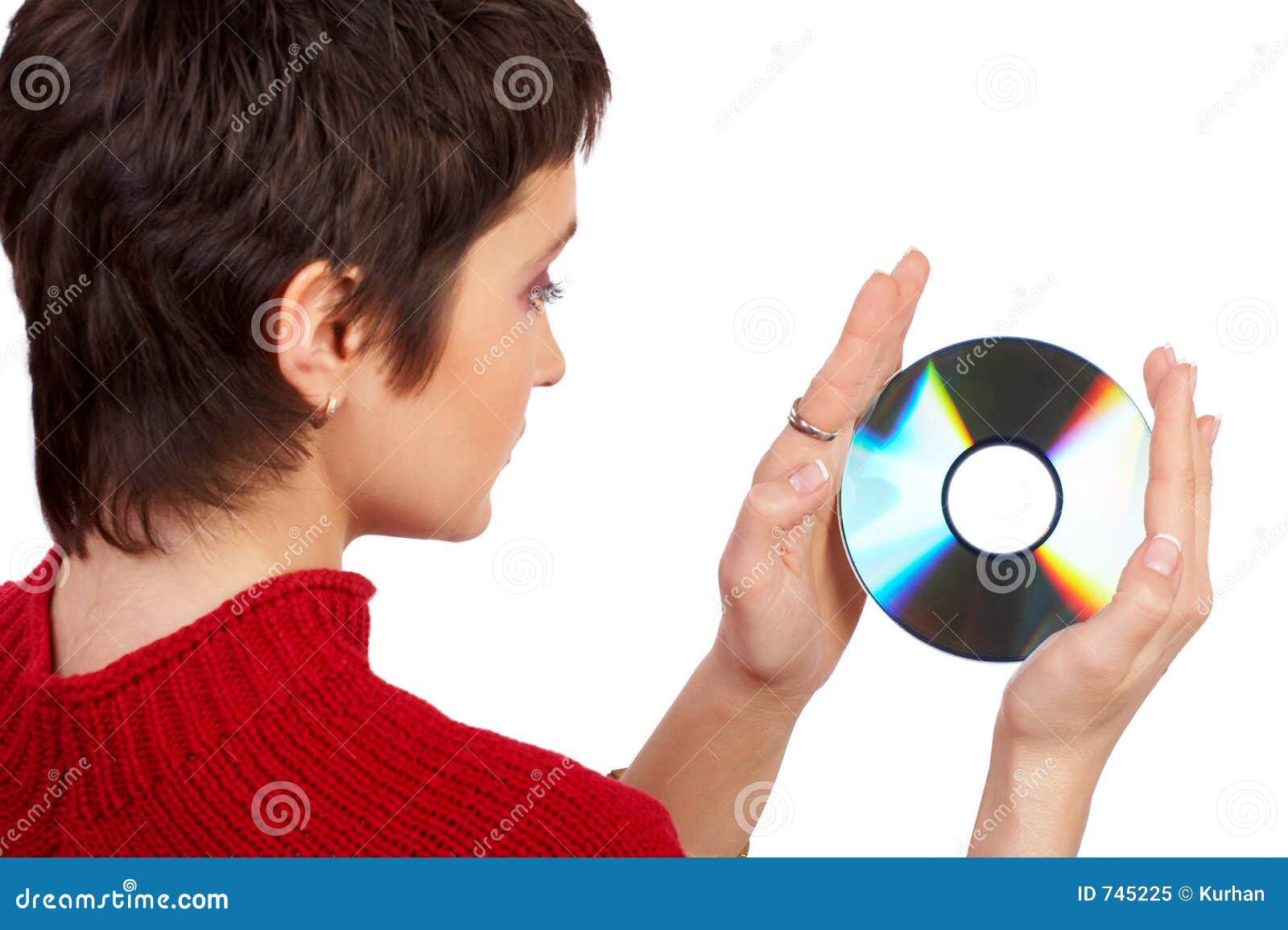 Woman and cd stock image. Image of holding, copy, person - 745225