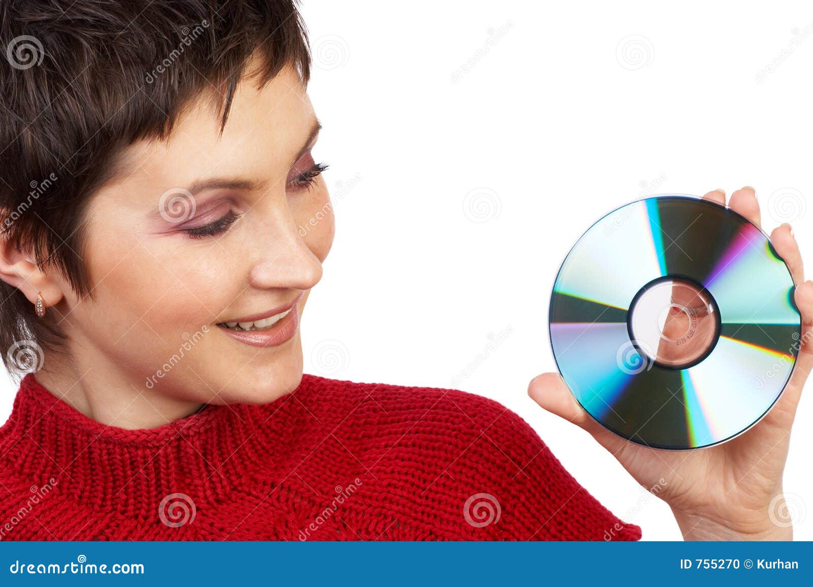 Woman and CD stock photo. Image of fashion, computer, eyes - 755270