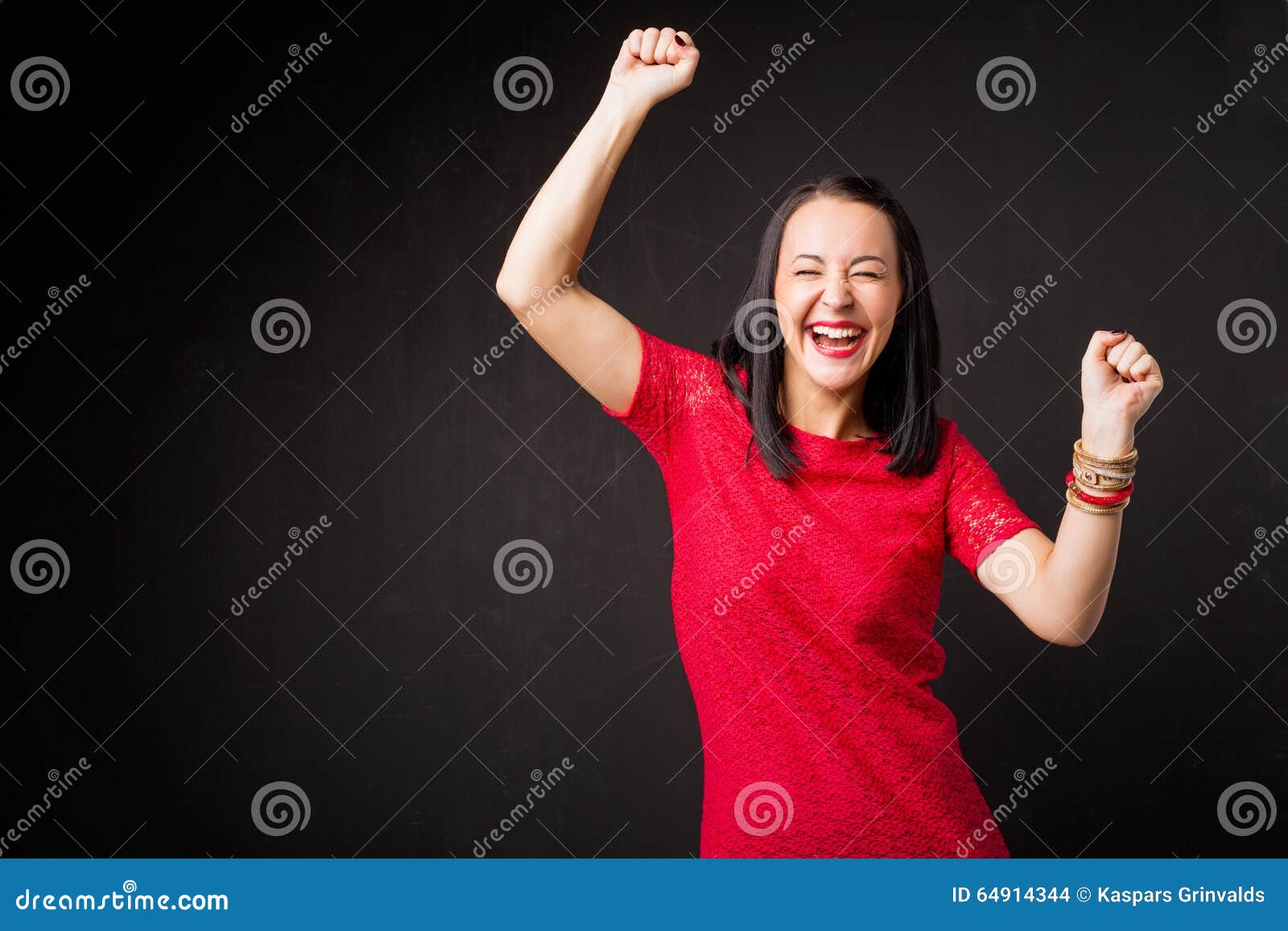 Woman Celebrating Her Victory Stock Photo - Image of pretty, lucky ...