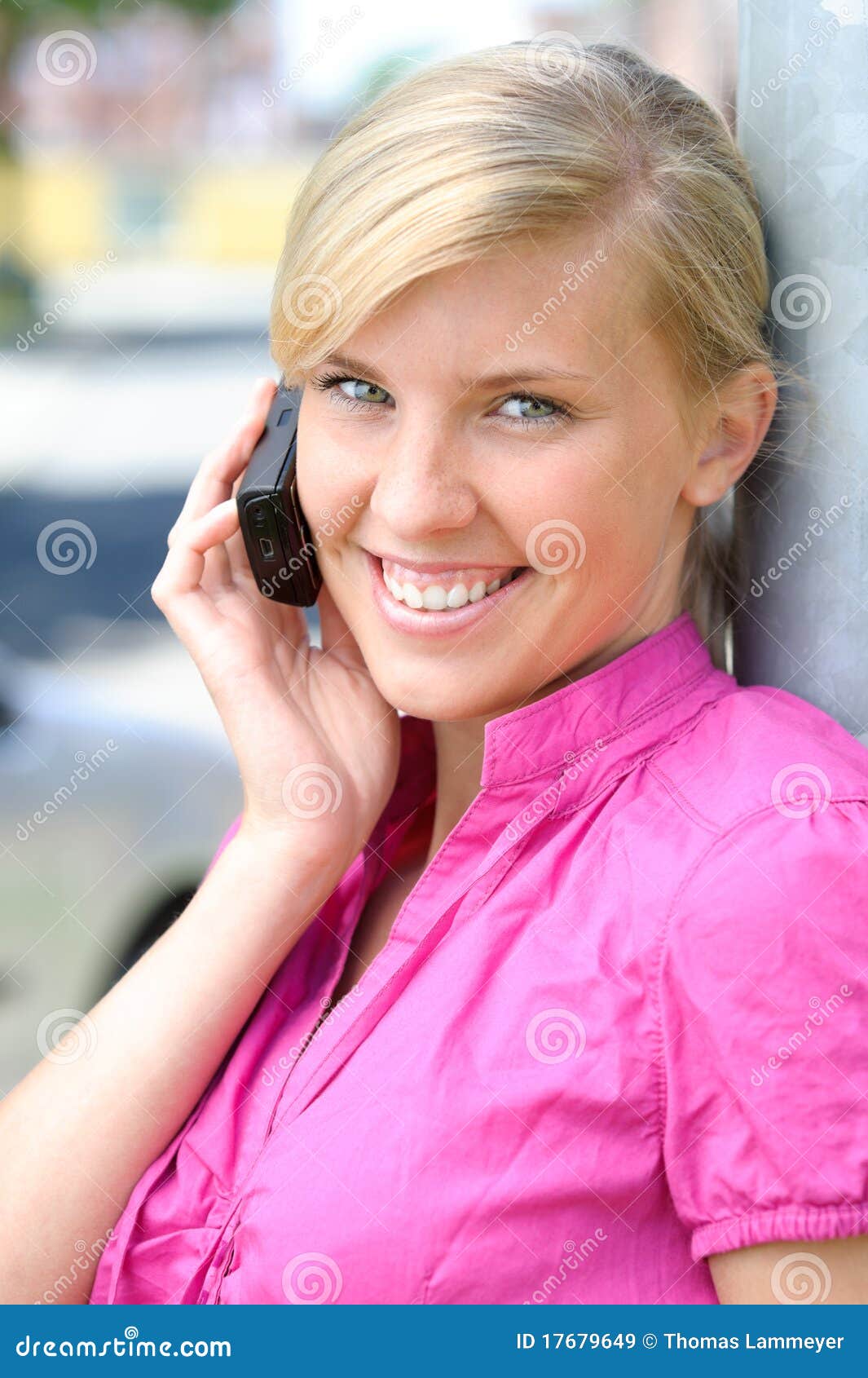 Woman with cell stock image. Image of friendly, cellular - 17679649