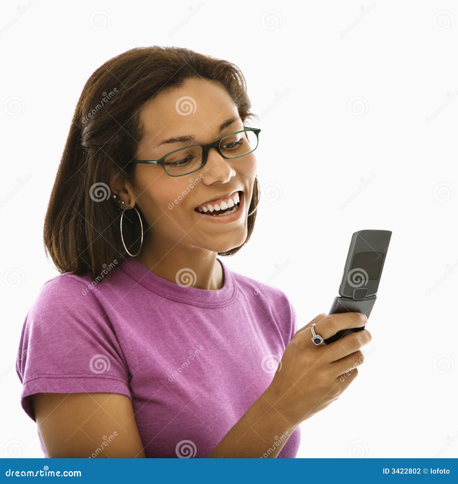 Woman with cell phone. stock photo. Image of phone, indoors - 3422802