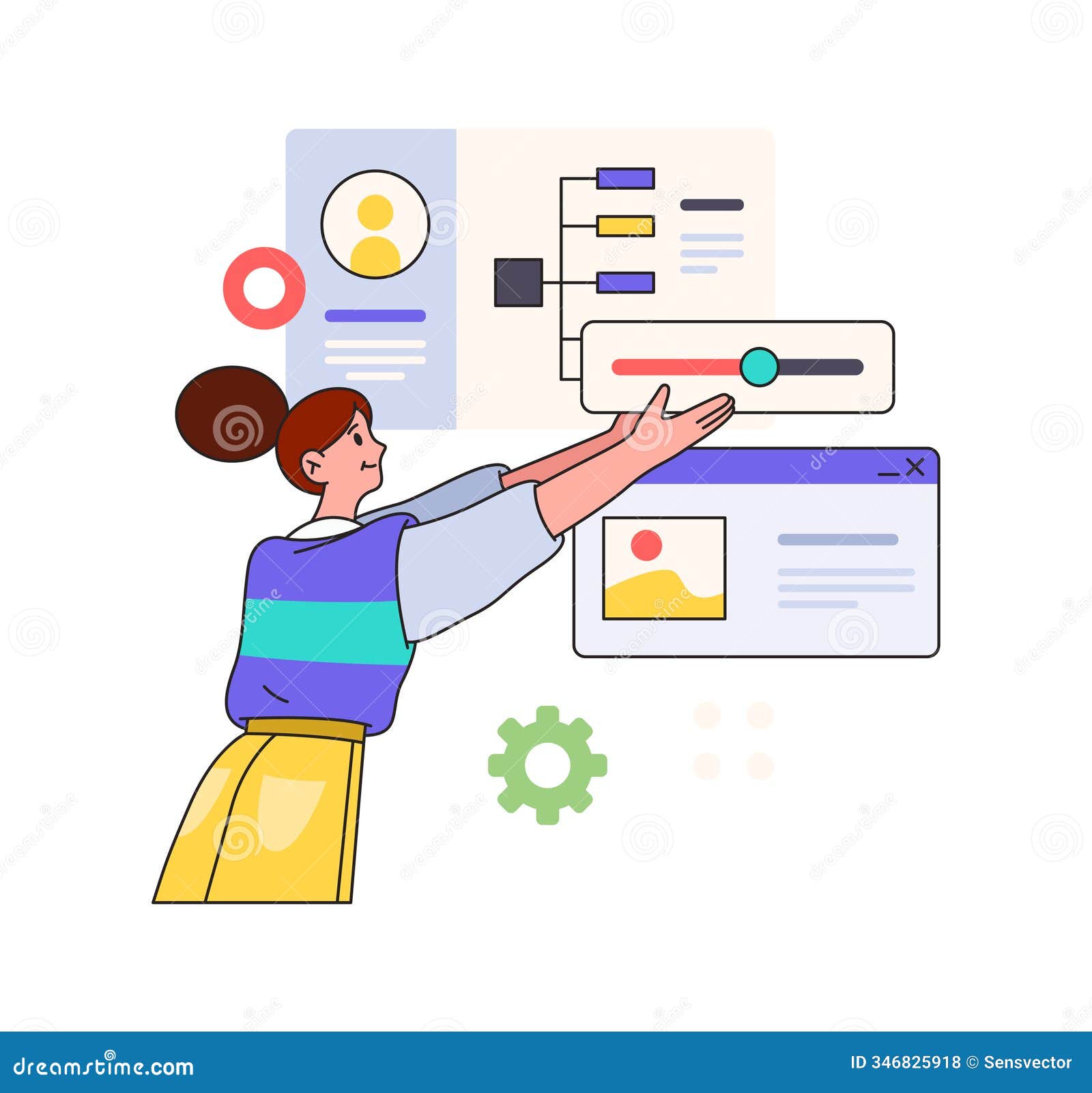 Woman CEO Developer Making Data Analysis Research Stock Illustration ...