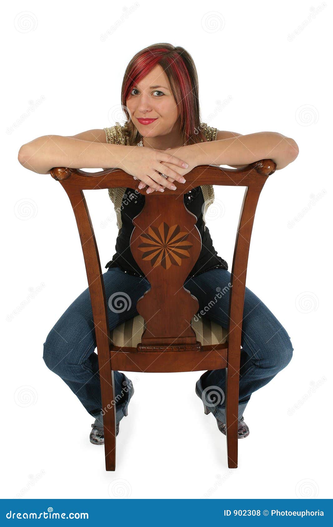 Woman on Chair with Clipping Path Stock Photo - Image of isolation ...