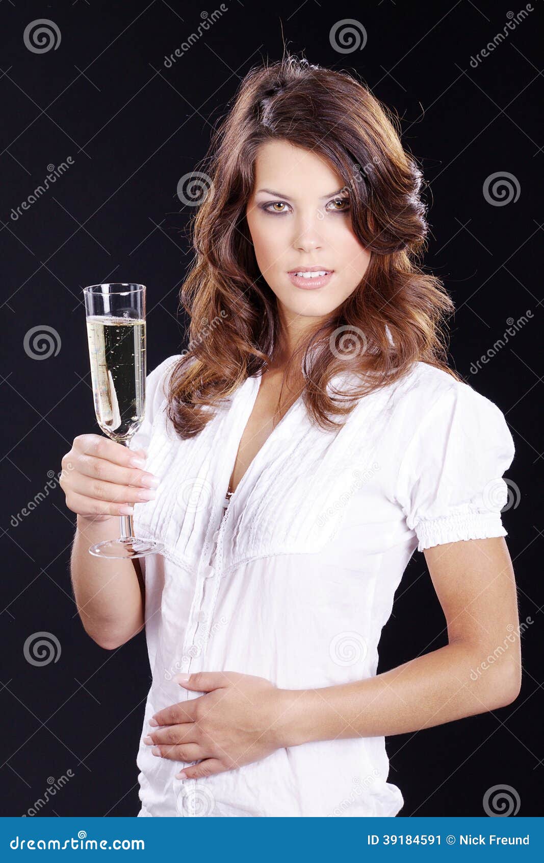 Woman with champagne stock image. Image of party, gratulation - 39184591