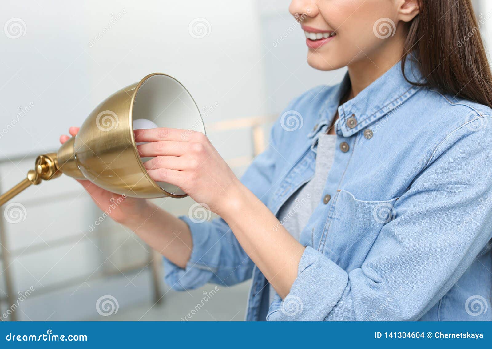Woman Changing Light Bulb in Lamp Indoors Stock Photo - Image of bulb ...