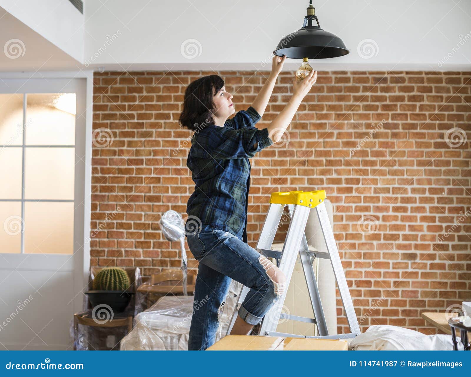 Woman Changing Wheel On A Roadside Stock Photo | CartoonDealer.com ...