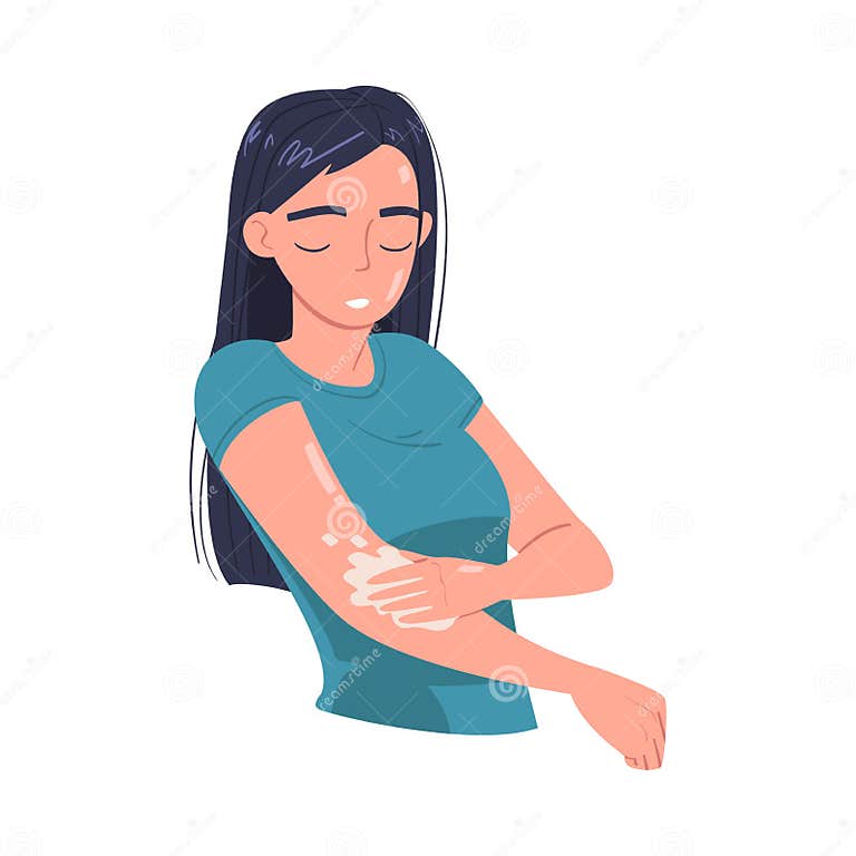 Woman Character In Bathroom Doing Hygiene Procedure Applying Cream On