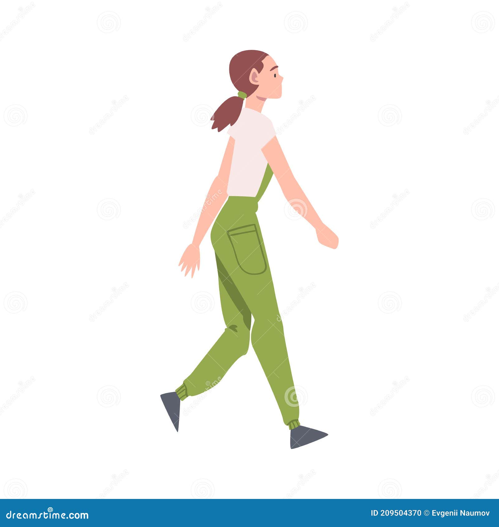 Woman Character Going or Walking Taking Steps Forward Side View Vector ...
