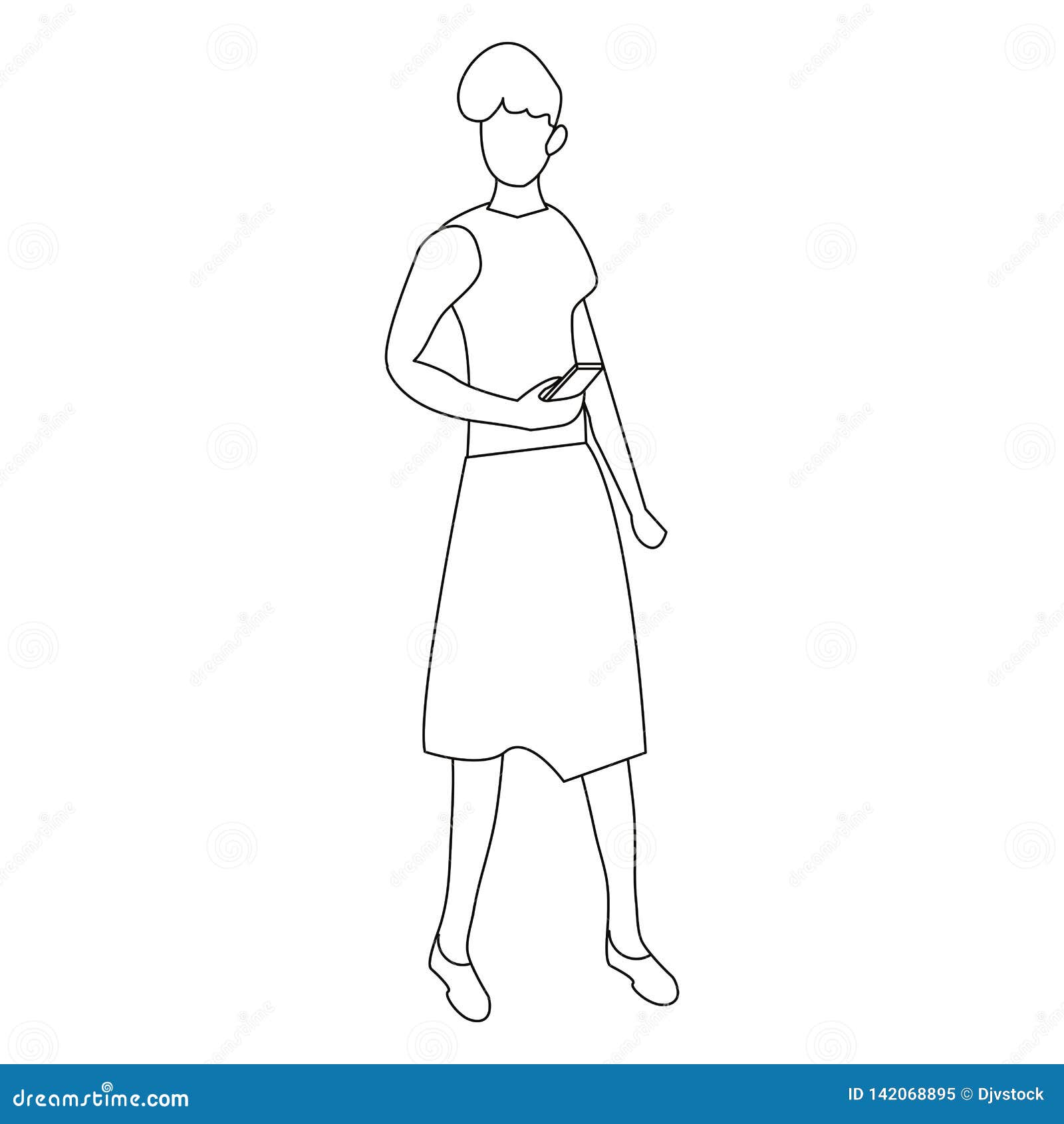 Woman character outline stock vector. Illustration of business - 142068895