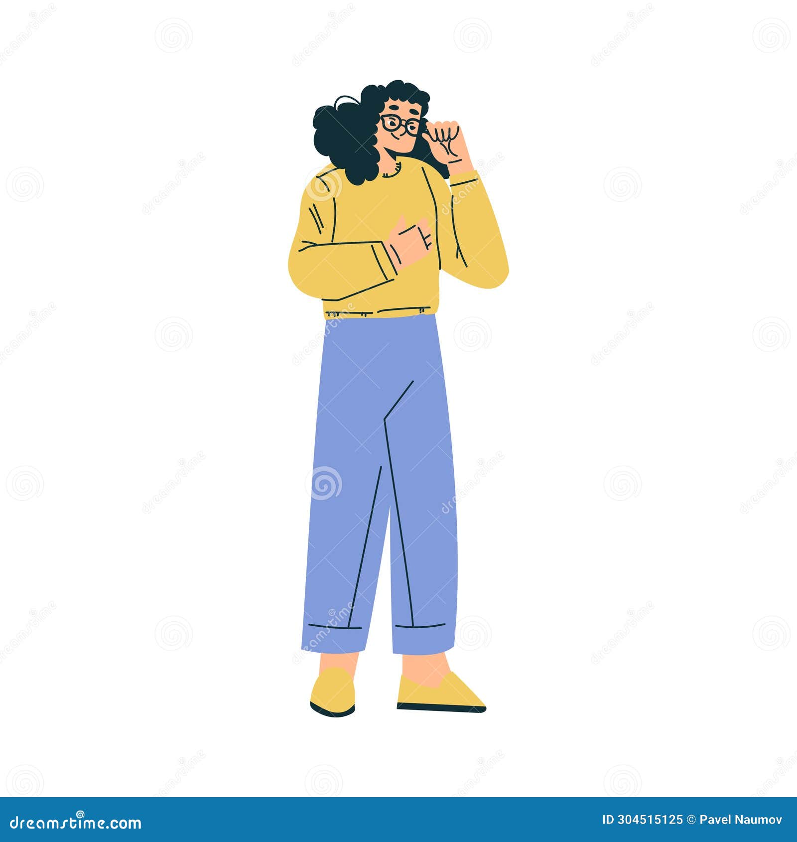 Woman Character Stand and Thinking Solving Task Vector Illustration ...
