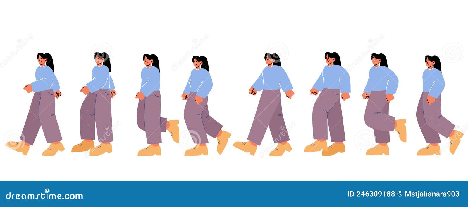 Walk Sequence Animation. Woman In Motion, Full Moving Cycle By Steps ... Walk Sequence Animation. Woman In Motion, Full Moving Cycle By Steps ...