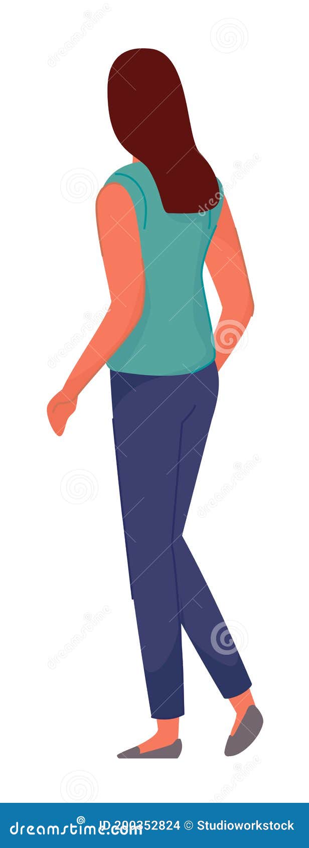 Woman Walking View from Back Isolated on White Stock Vector ...