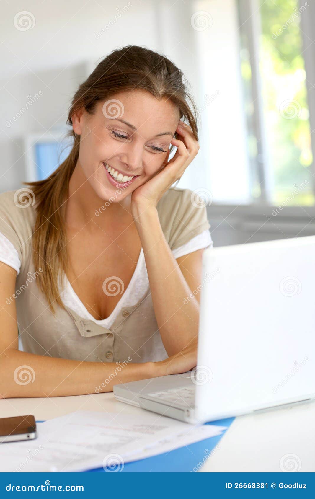 Woman chating on internet stock image. Image of indoors - 26668381