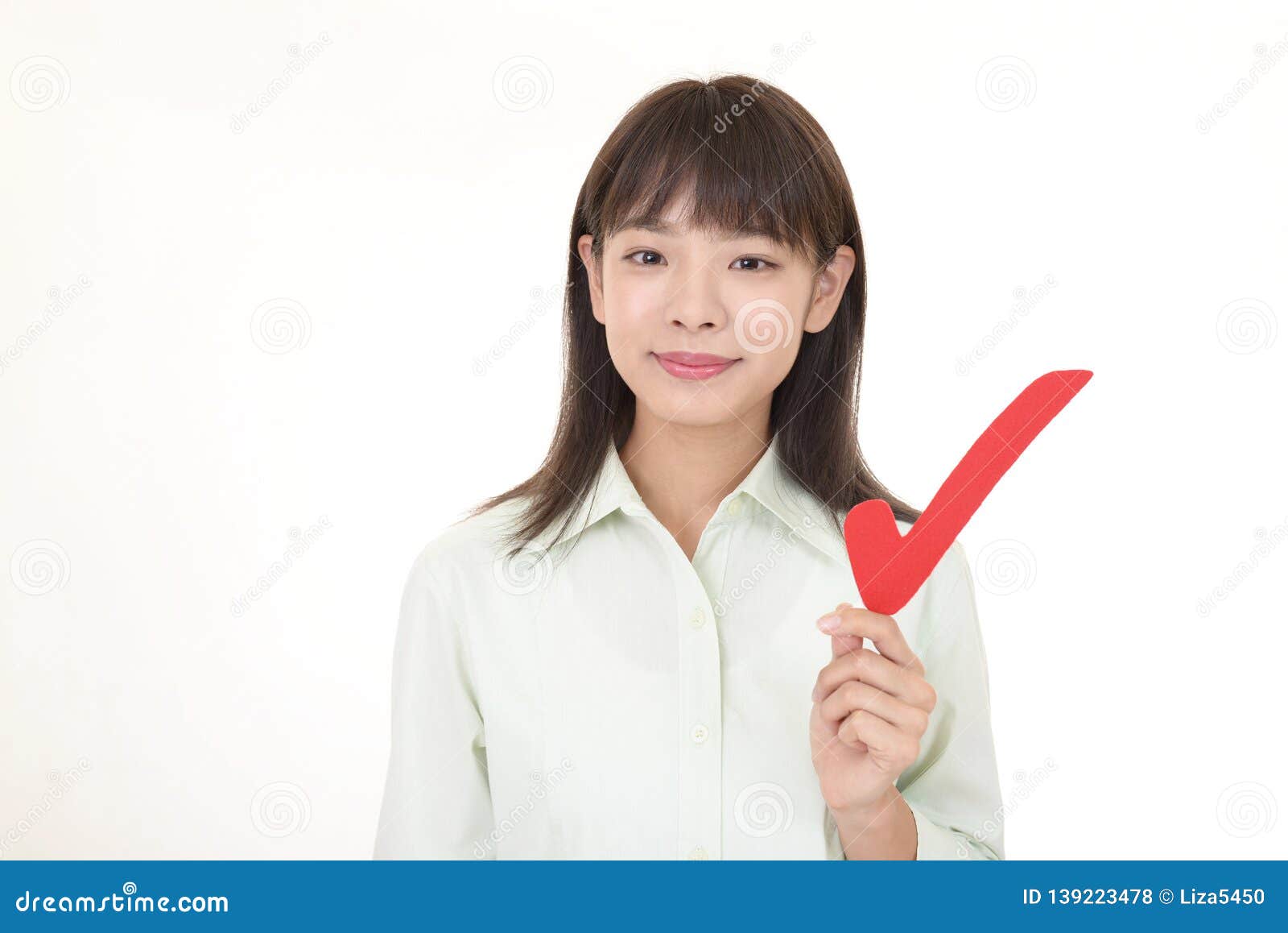 Woman with a check mark stock photo. Image of female - 139223478