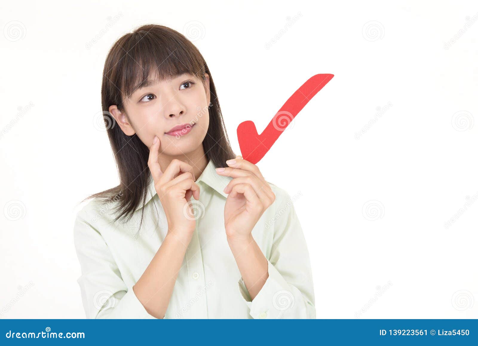 Woman with a check mark stock image. Image of human - 139223561