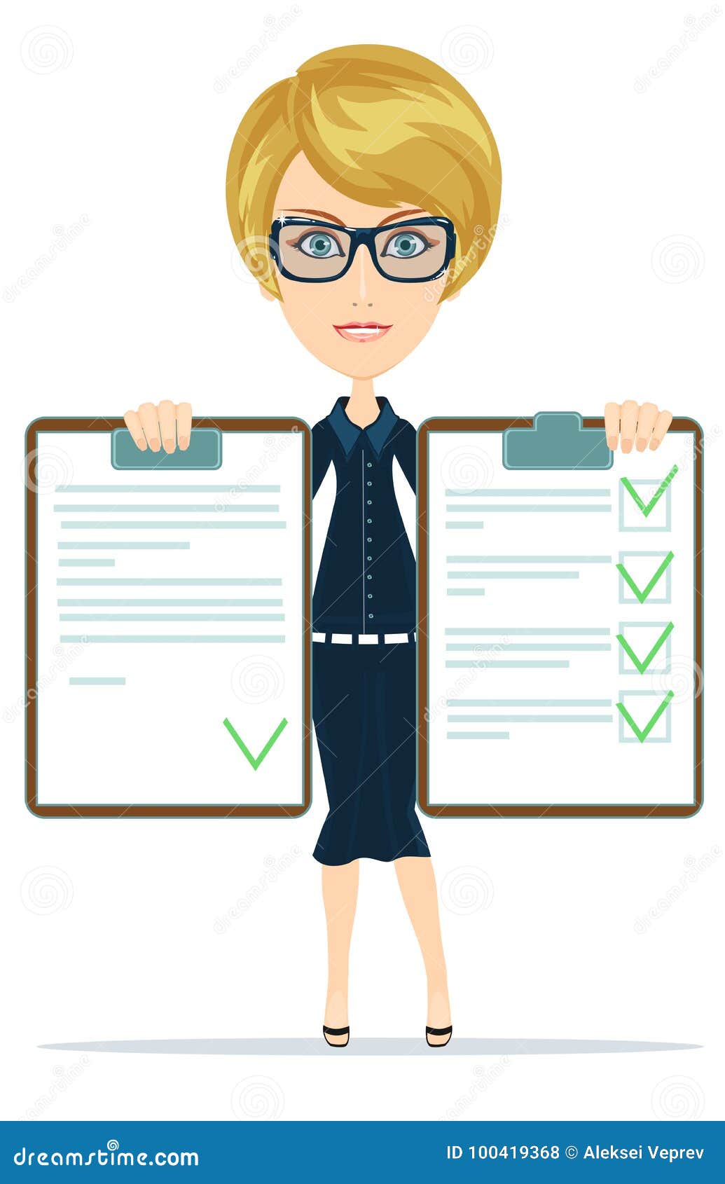 Woman Checking on Checklist Box. Stock Vector - Illustration of ...