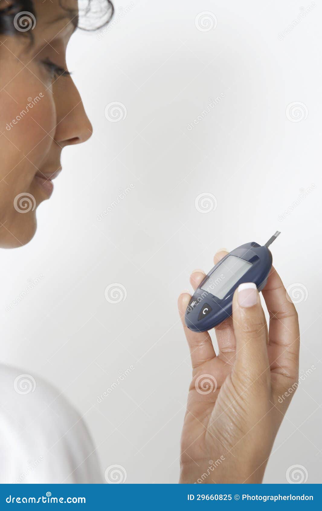 Woman Use Glucometer For Test Sugar Blood Level For Diabetes, Insulin ...