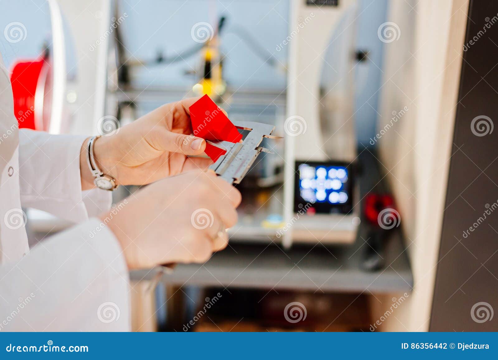 Quality Control with Caliper Stock Photo - Image of measuring ...