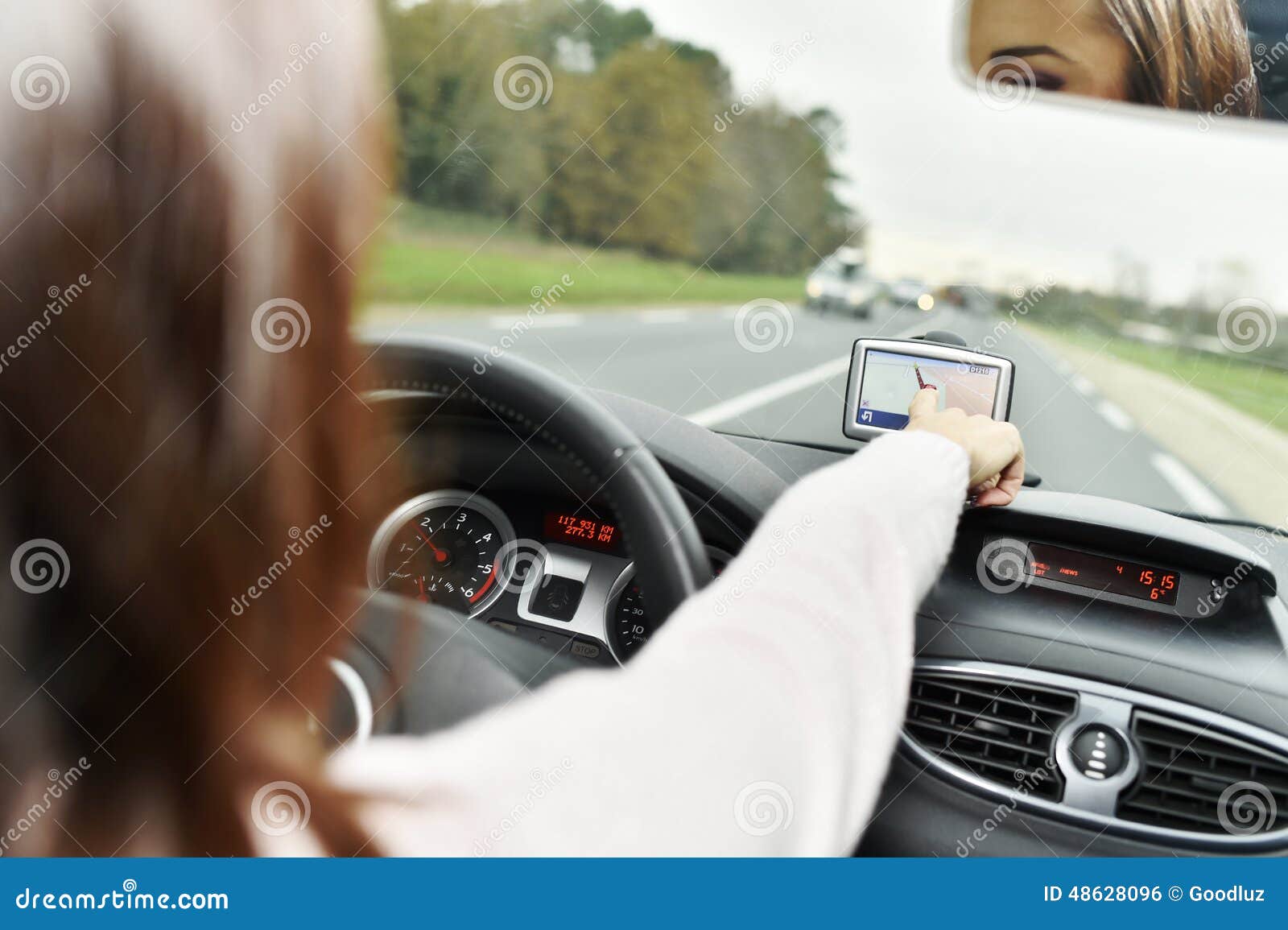 Woman Checking Gps on the Road Stock Photo - Image of system, satellite ...