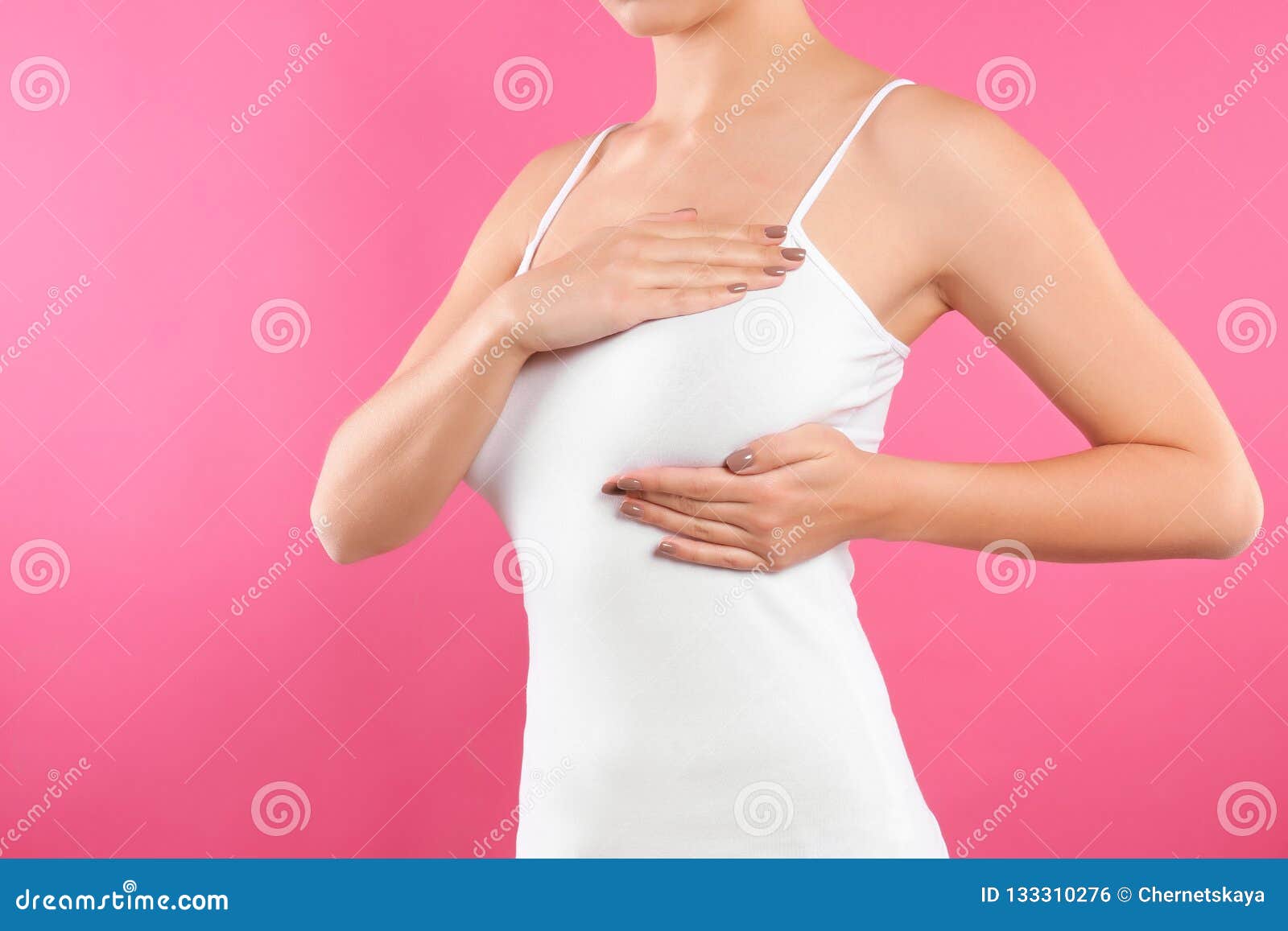 Woman Checking Her Breast on Color Background Stock Photo - Image of ... Woman Checking Her Breast on Color Background Stock Photo - Image of ...
