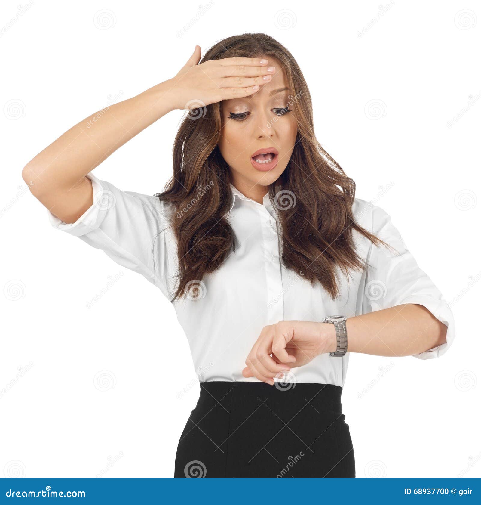 Woman Checking Her Wristwatch Stock Photo - Image of disaster ...