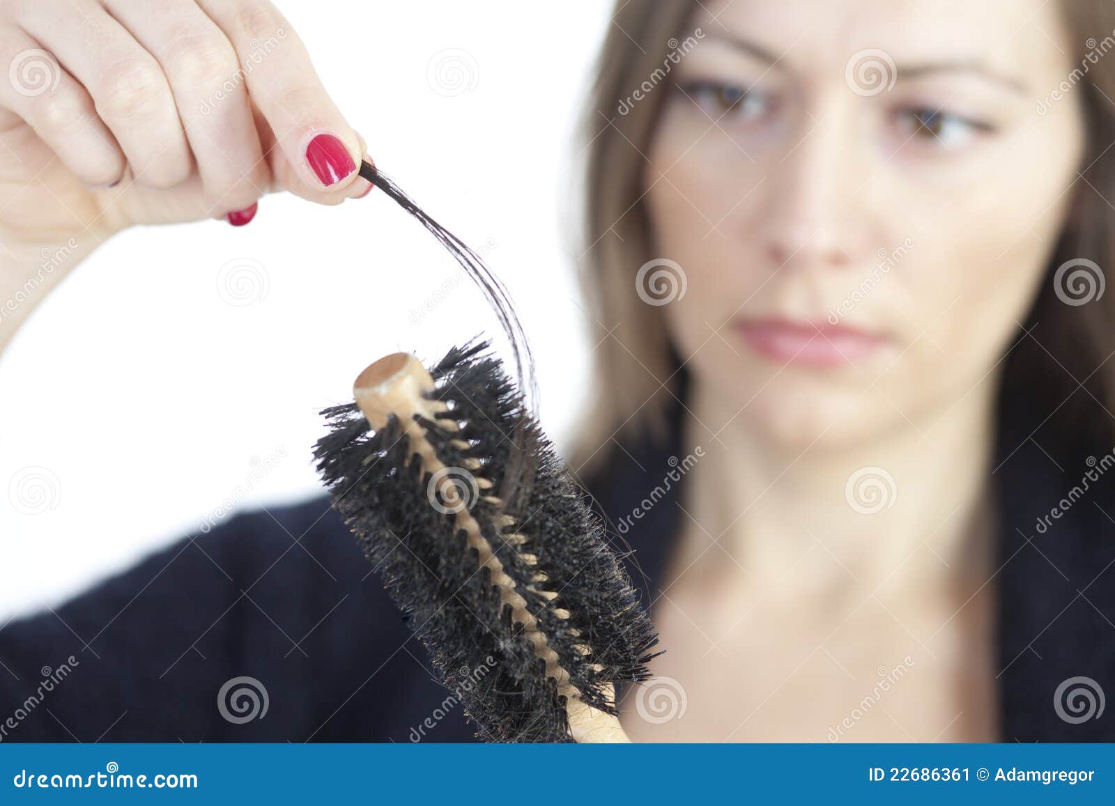 Woman Checking If Hair Loss Stock Image - Image of dark, falling: 22686361