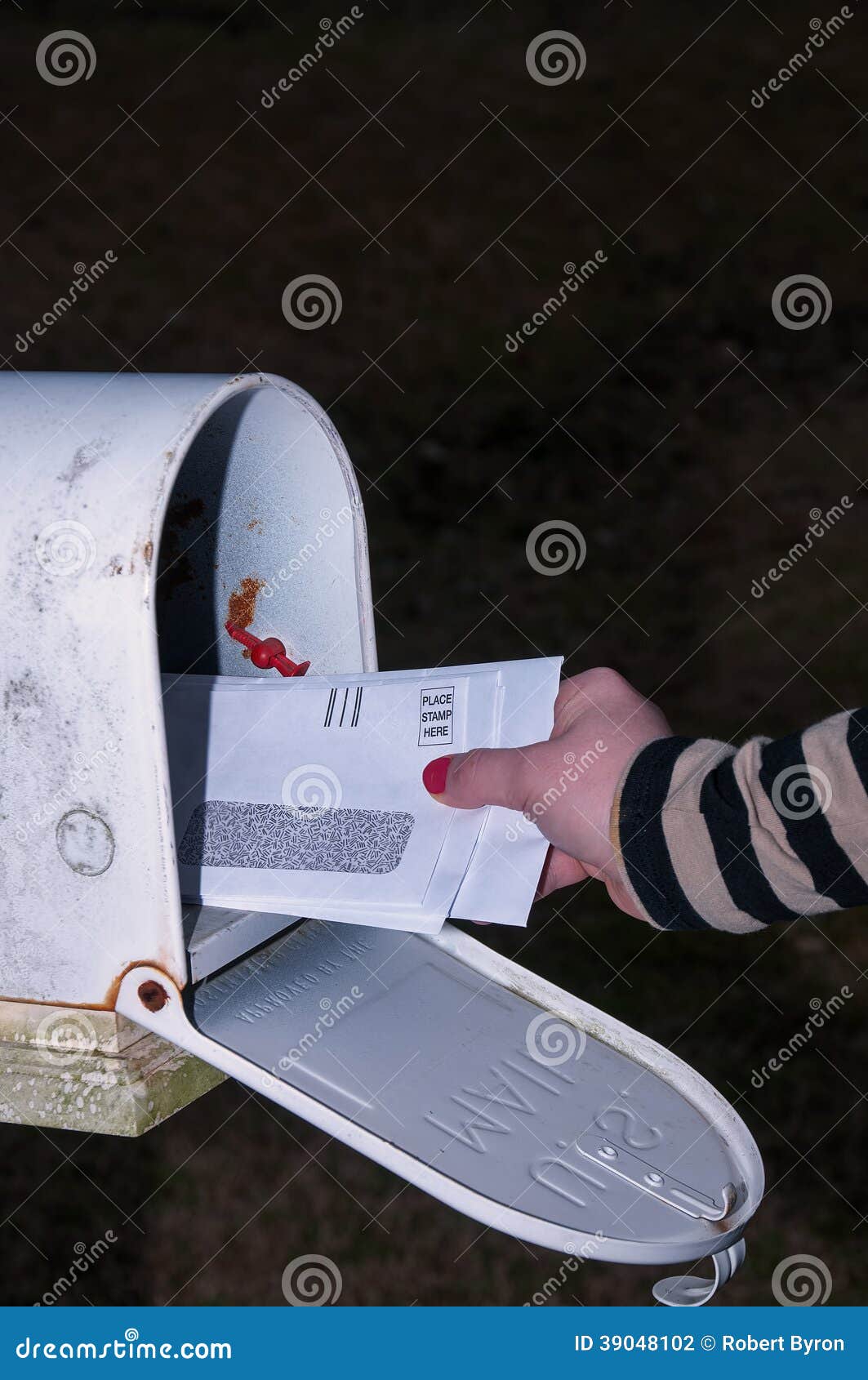 Woman checking the mail stock photo. Image of open, beautiful - 39048102