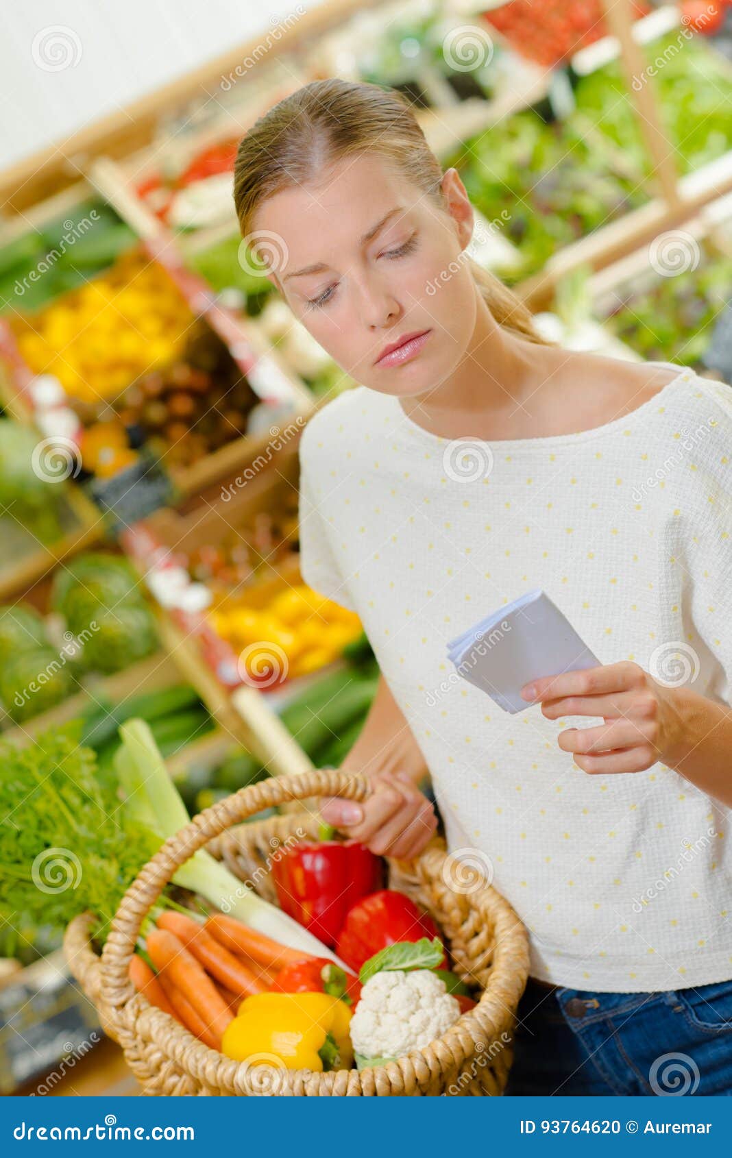 Woman Checking Shopping List Stock Photo - Image of shopping ...