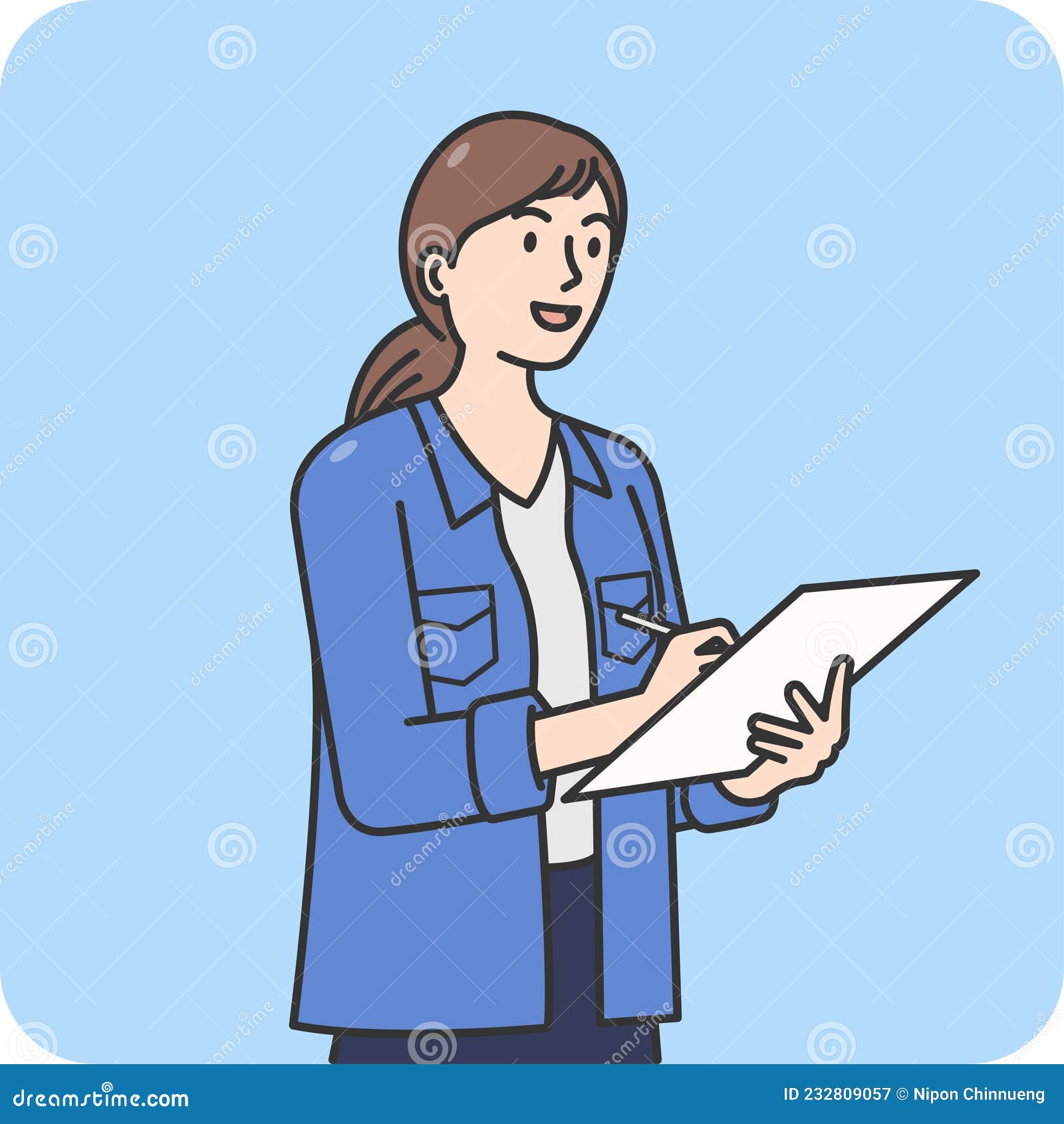 Woman Checking Stock on Paper, 2D Character Activity, Vector Design and ...