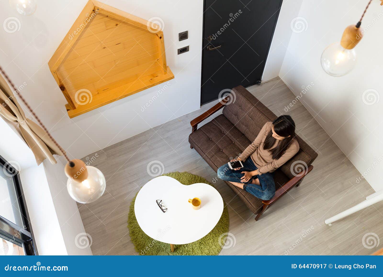 Woman Checking the Text Message on Cellphone at Home Stock Image ...