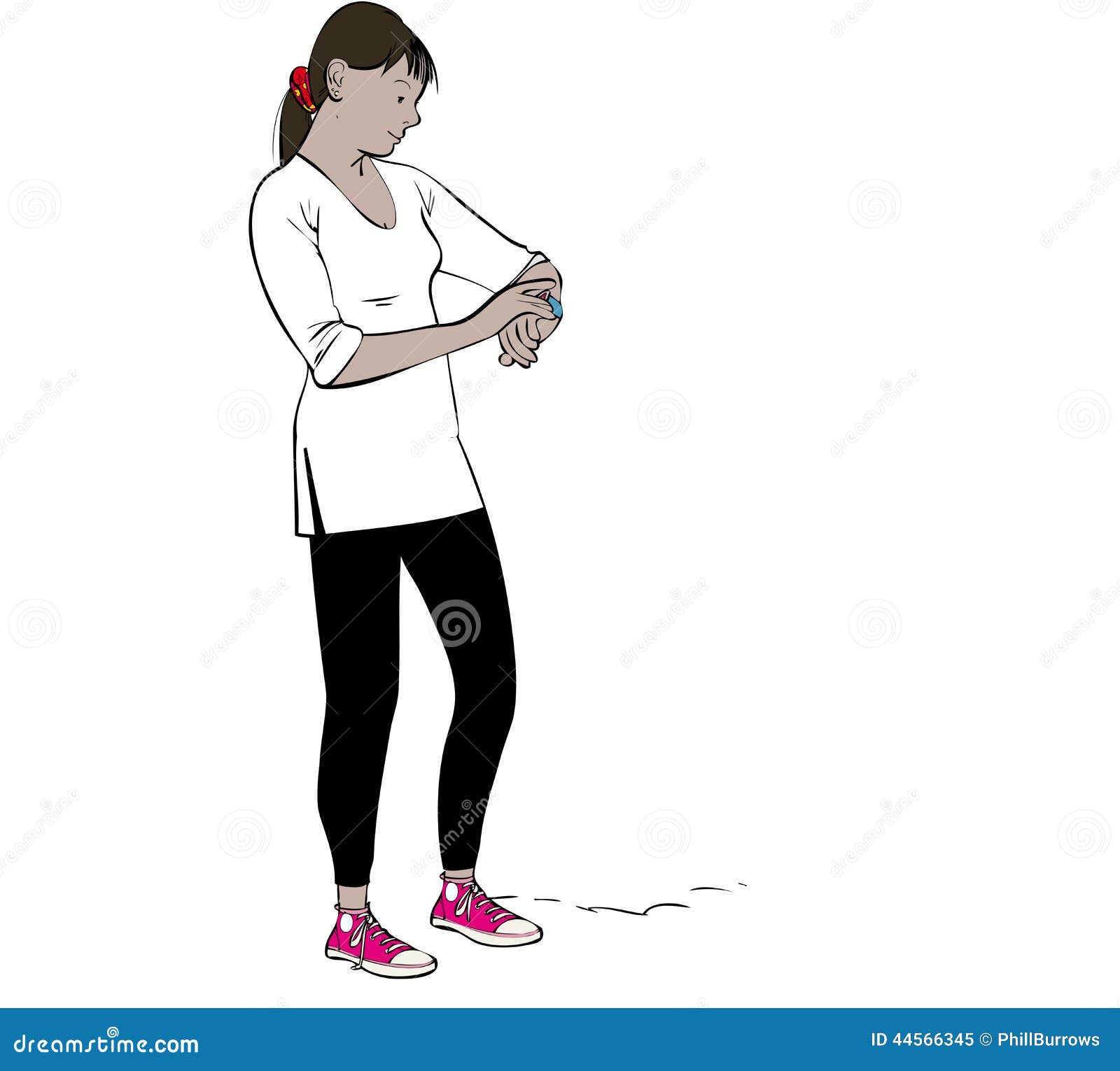 Woman checking time stock vector. Illustration of call - 44566345