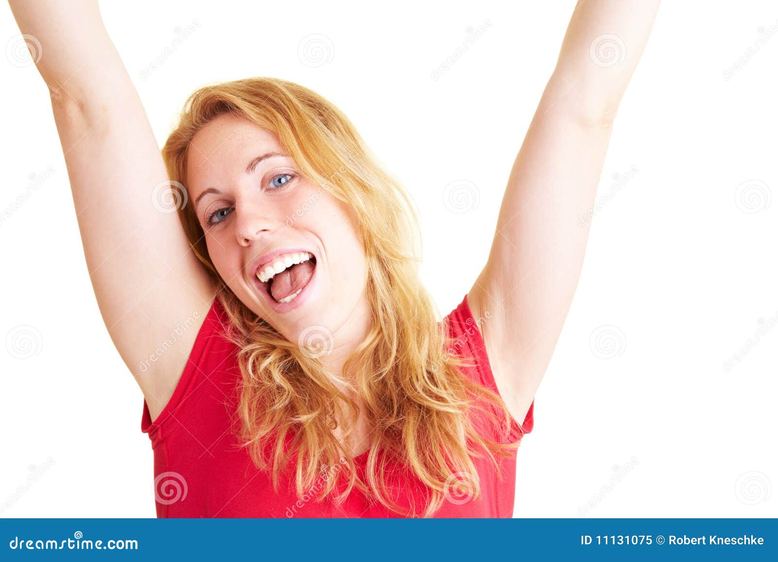 Woman cheering stock image. Image of hair, enthusiasm - 11131075