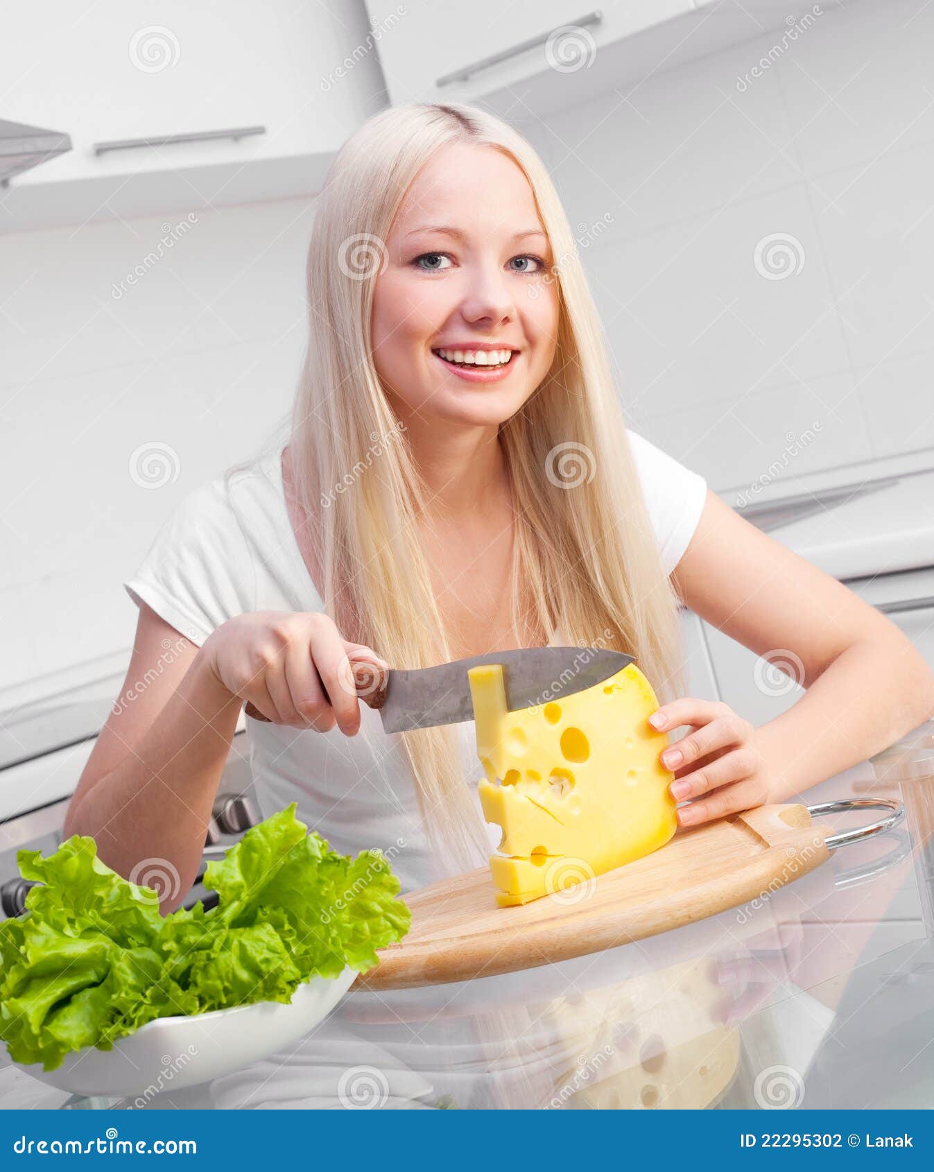 Woman with cheese stock photo. Image of caucasian, kitchen - 22295302