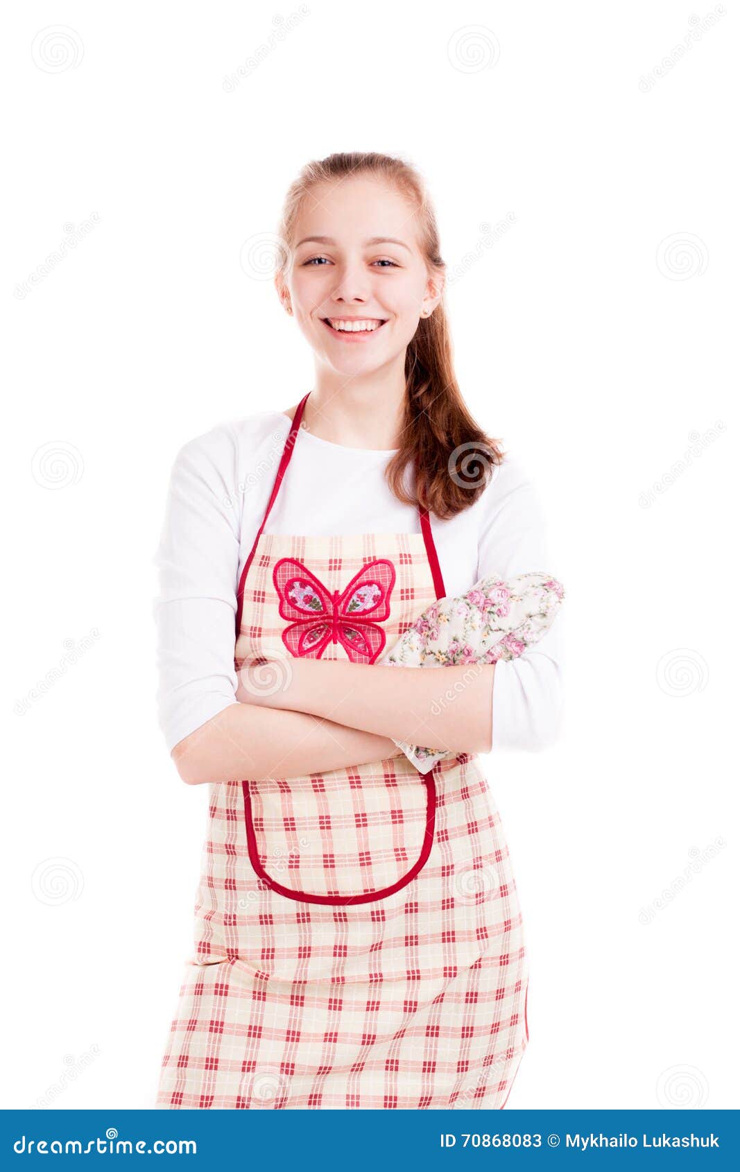 Woman chef in apron stock image. Image of female, girl - 70868083