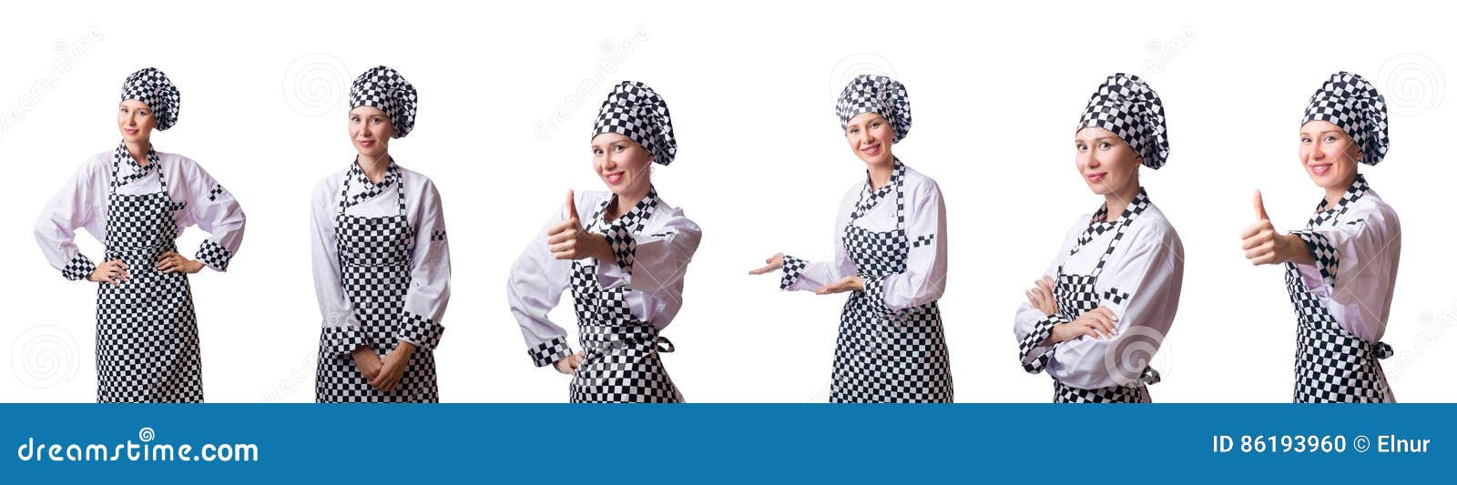 The Woman Chef in Collages on White Stock Photo - Image of compilation ...