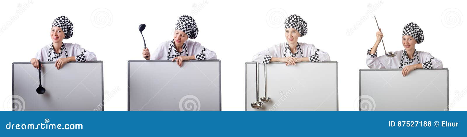 The Woman Chef in Collages on White Stock Photo - Image of board ...