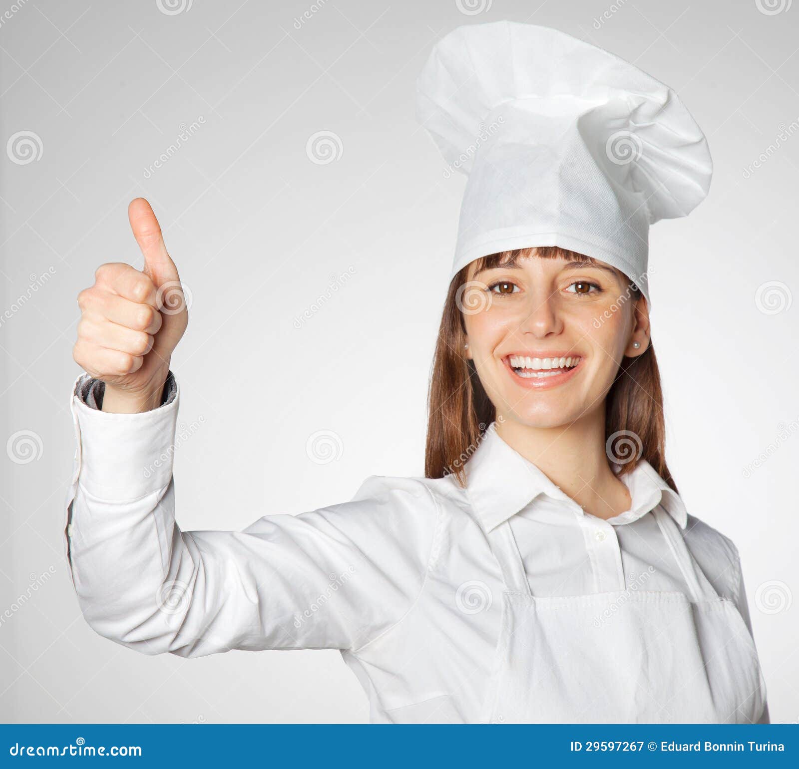 Woman Chef Doing OK Sign Isolated on White Background Stock Image ...