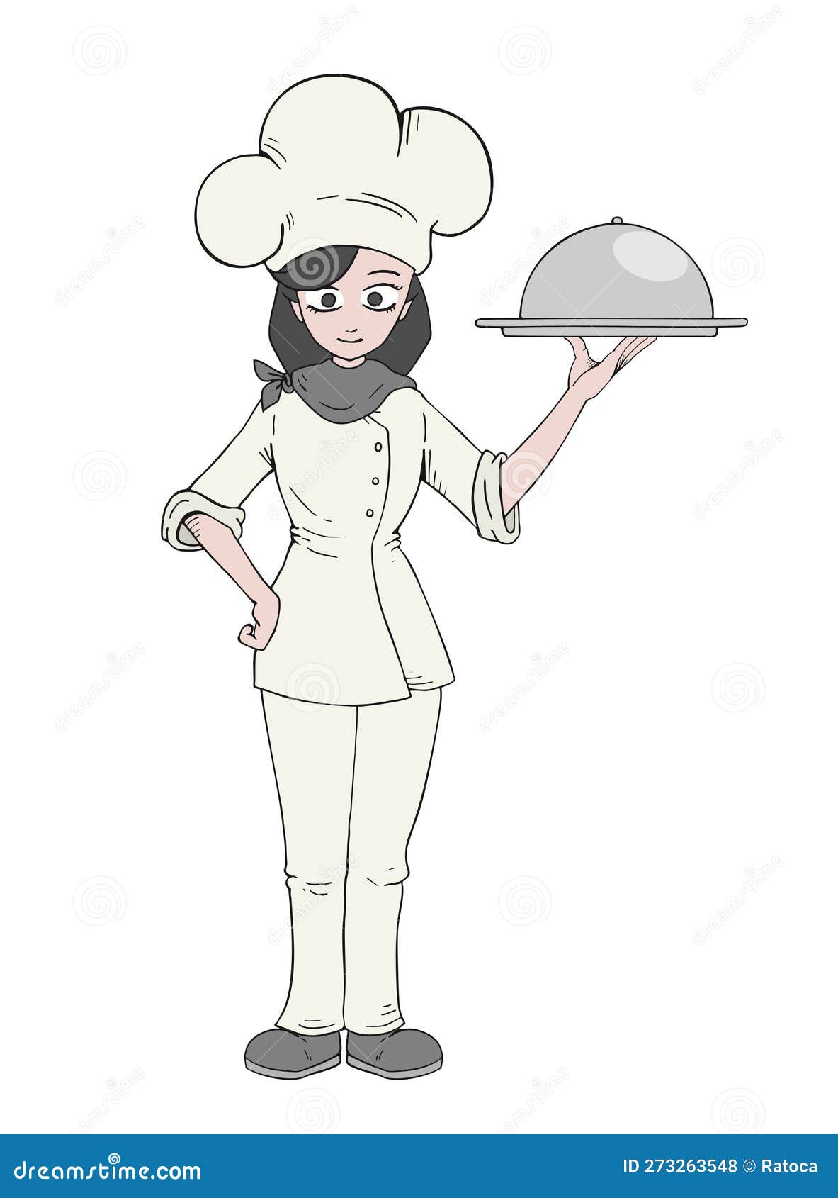 Woman chef draw stock vector. Illustration of dish, hand - 273263548