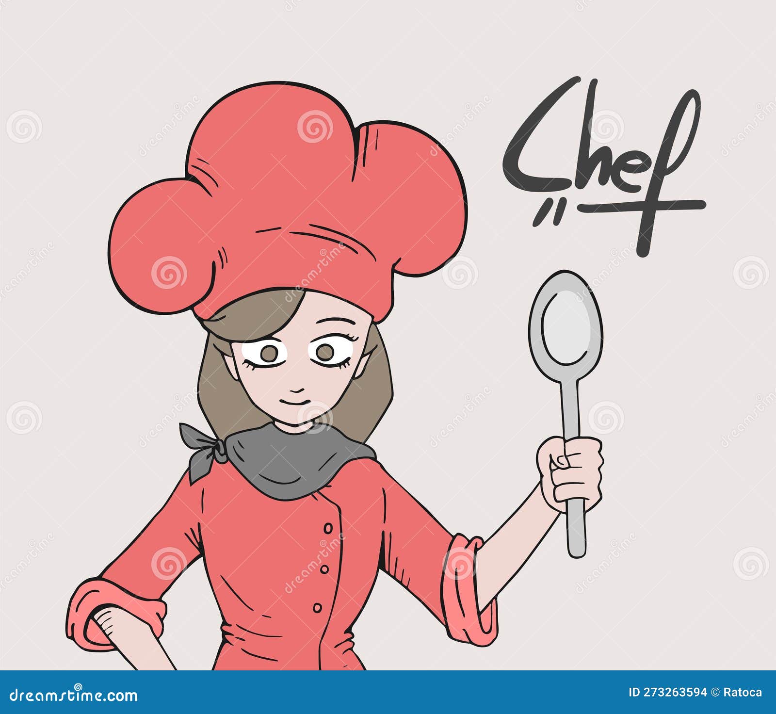 Woman chef draw stock vector. Illustration of draw, cute - 273263594