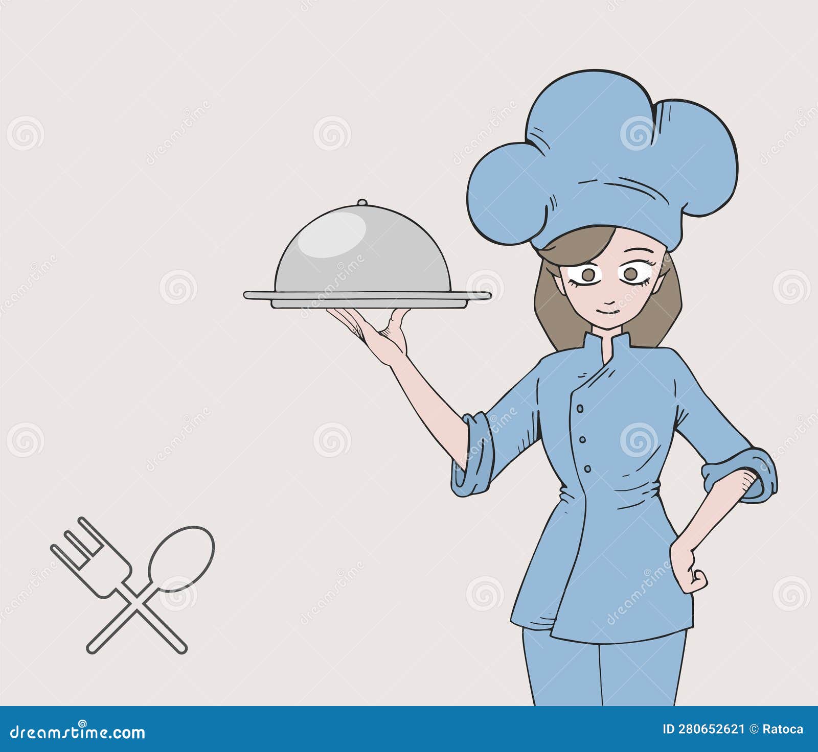 Woman chef draw stock vector. Illustration of beautiful - 280652621