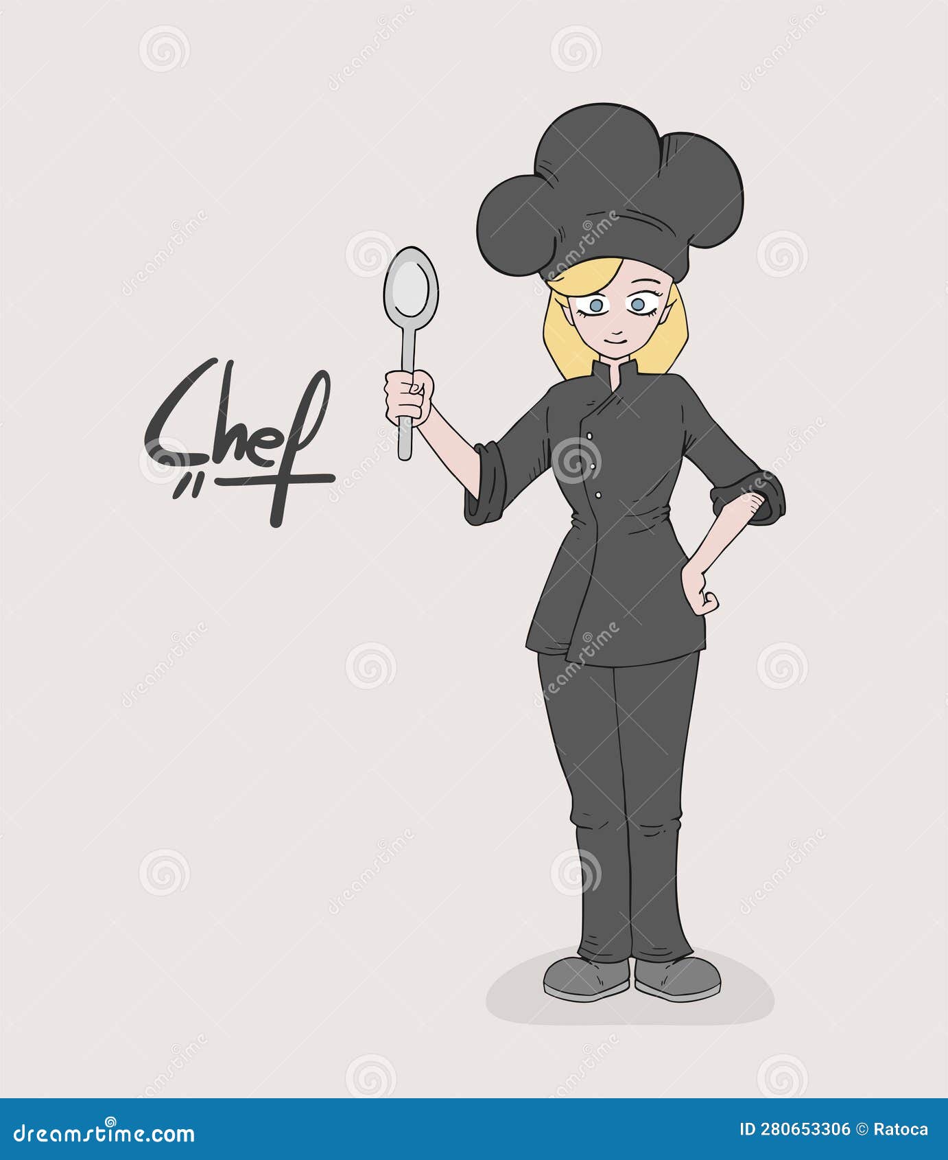 Woman chef draw stock vector. Illustration of meal, dinner - 280653306