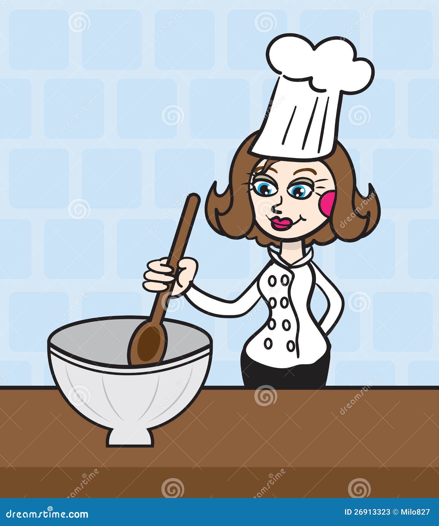 Woman Chef Mixing stock vector. Illustration of grey - 26913323