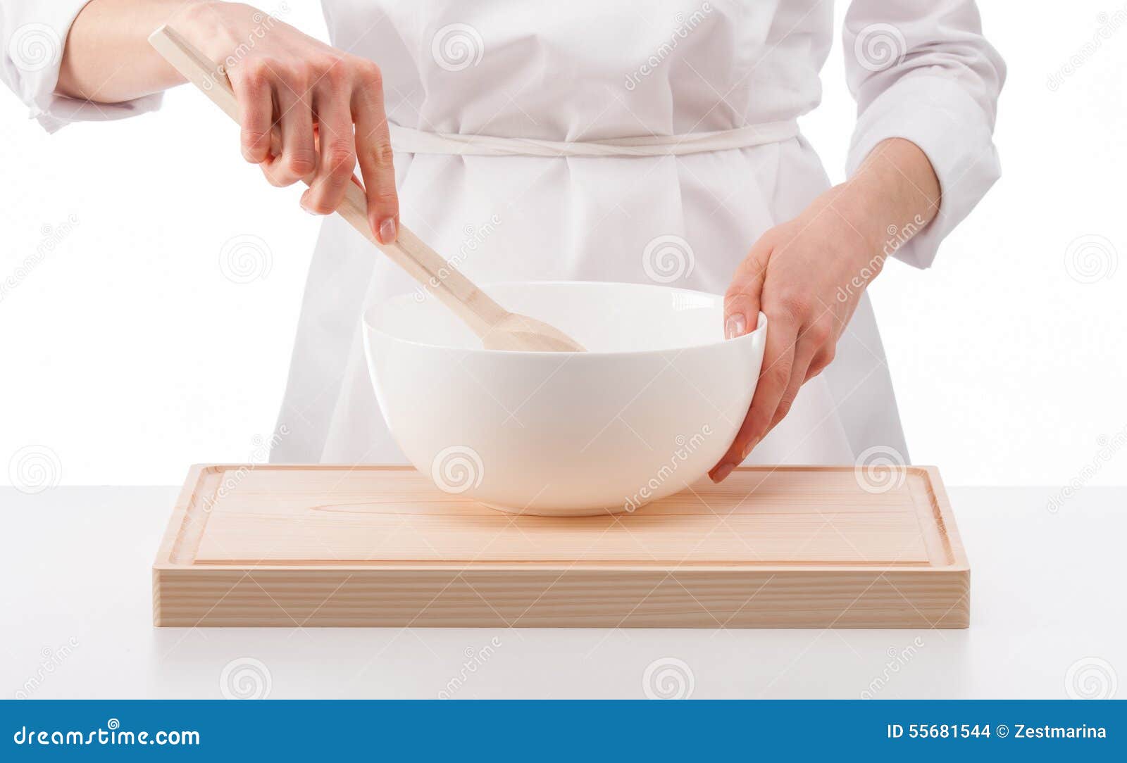 Woman Chef Mixing Something in a White Bowl Stock Photo - Image of ...