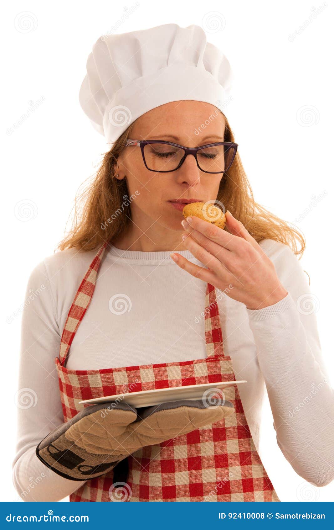 Woman Chef Serving a Cookie Stock Photo - Image of fresh, kitchen: 92410008