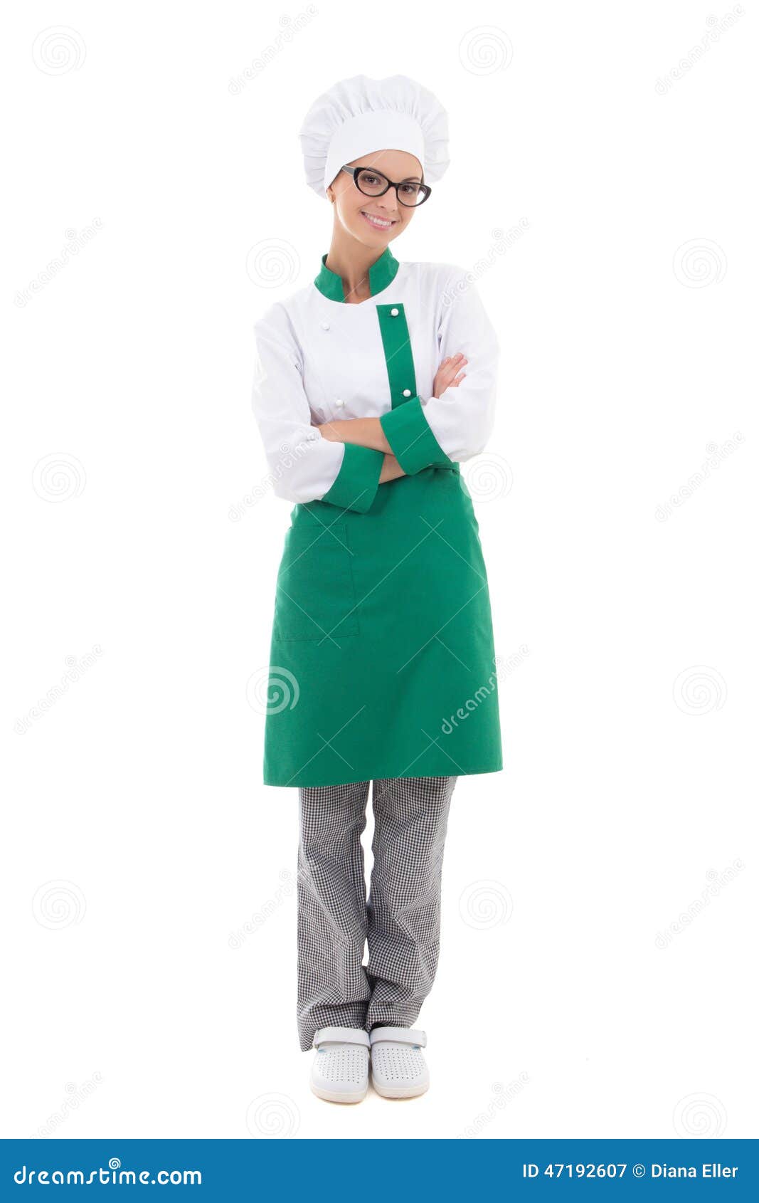 Woman Chef in Uniform - Full Length Posing Isolated on White Stock ...