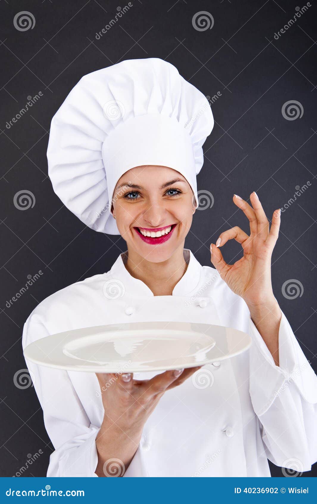 Woman Cheff Over Dark Backgrund Stock Photo - Image of model, diet ...
