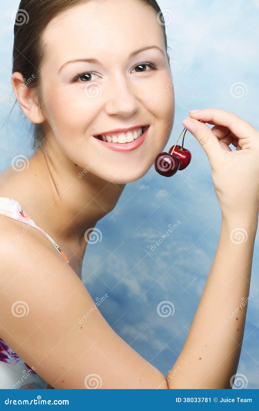 Woman with cherries stock image. Image of healthy, food - 38033781