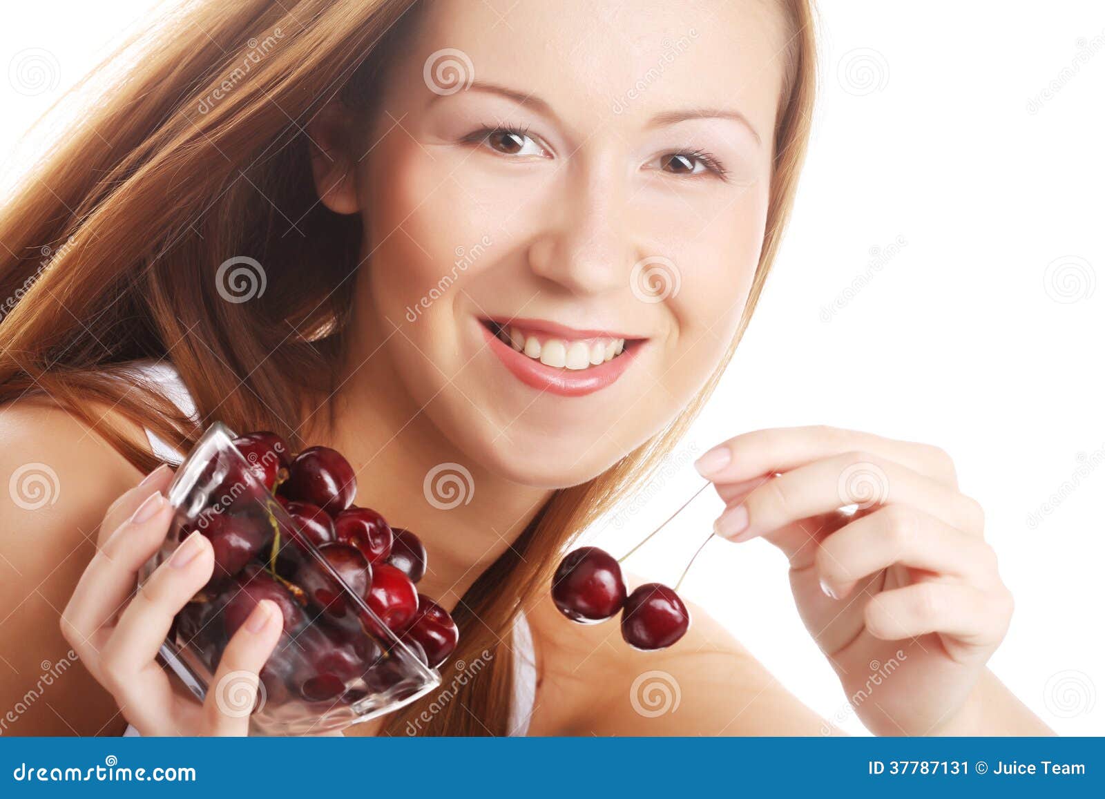 Woman with cherries stock image. Image of bright, hearty - 37787131