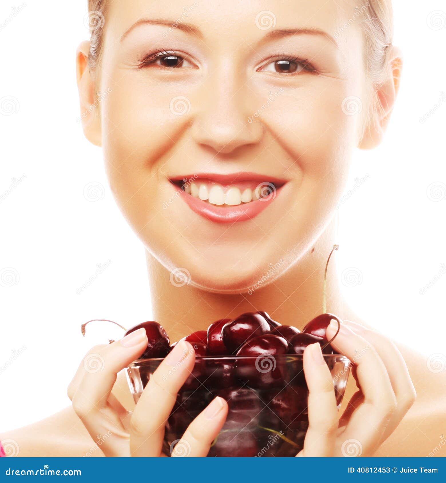 Woman with cherries stock image. Image of female, brunette - 40812453