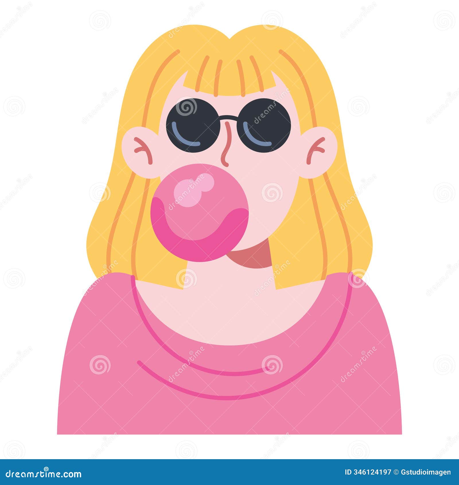 Woman chew gum stock illustration. Illustration of young - 346124197